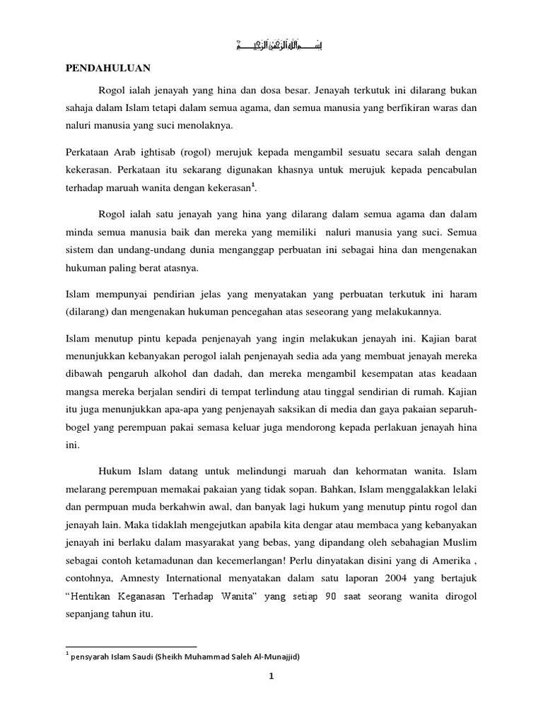 Jenayah Rogol Menurut Perspektif Islam Dan Perlaksanaan Di Malaysia ...