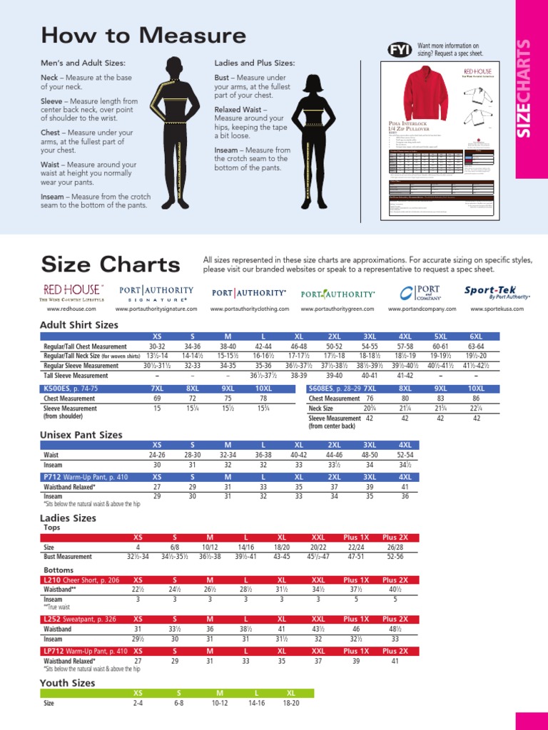 Size Chart | PDF | Seam (Sewing) | Embroidery