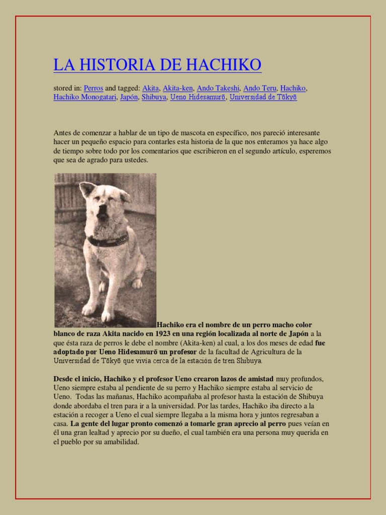 La Historia de Hachiko | PDF | Ocio