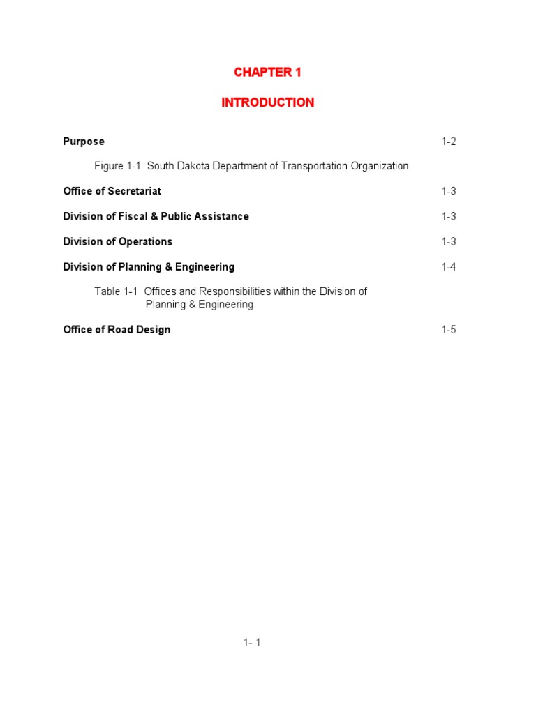 CHAPTER 1 Introduction-Road Design Manual | PDF | Surveying | Road