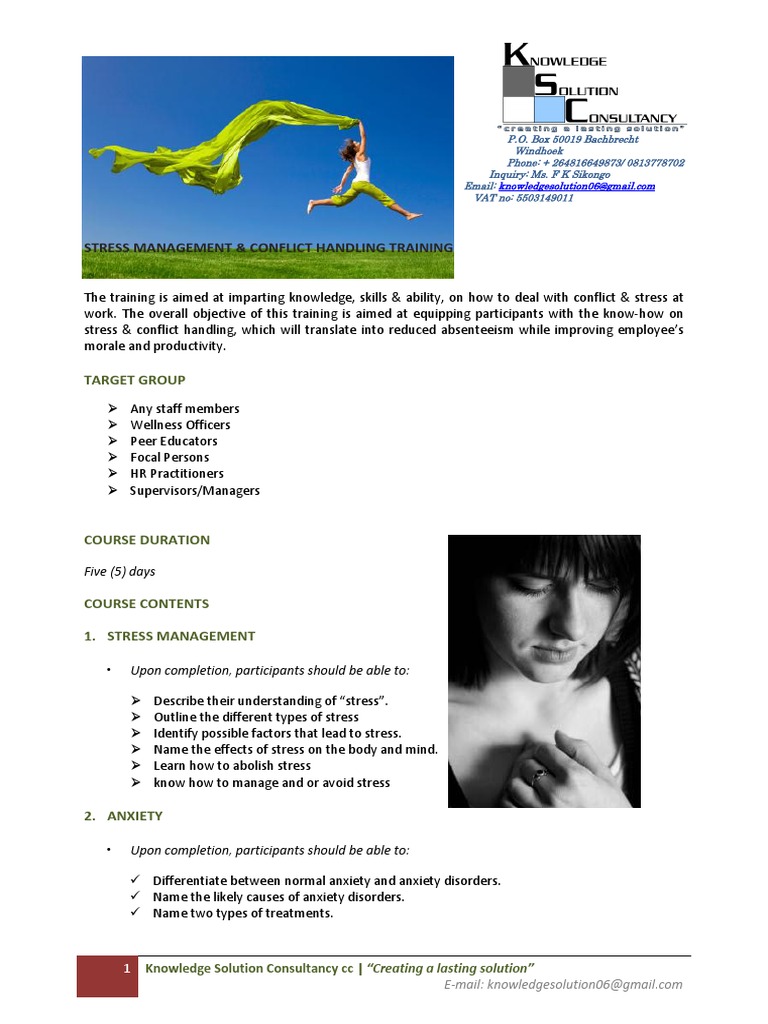 Stress & Conflict Management Course Outline | PDF | Stress Management ...