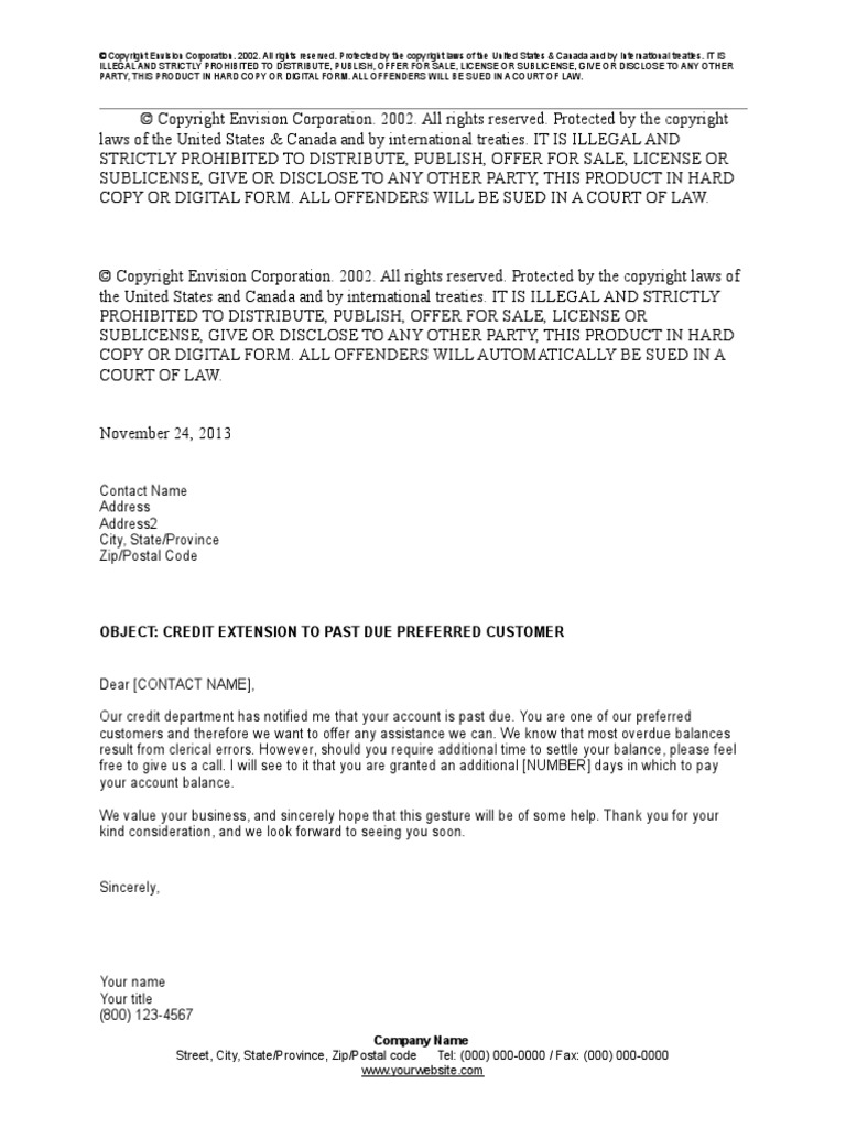 Credit Extension To Past Due Preferred Customer | PDF | All Rights ...