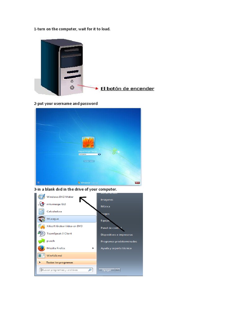 1-Turn On The Computer, Wait For It To Load | PDF