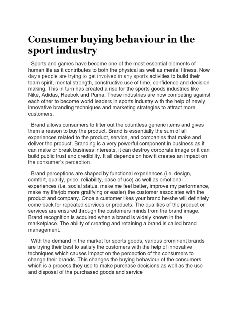 Consumer Behavior in Sports Apparel | PDF | Nike | Adidas