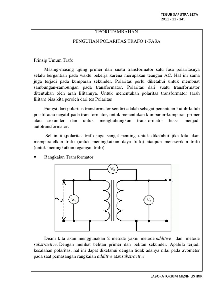 Teori Tambahan Praktikum Transformator | PDF | Sains & Matematika