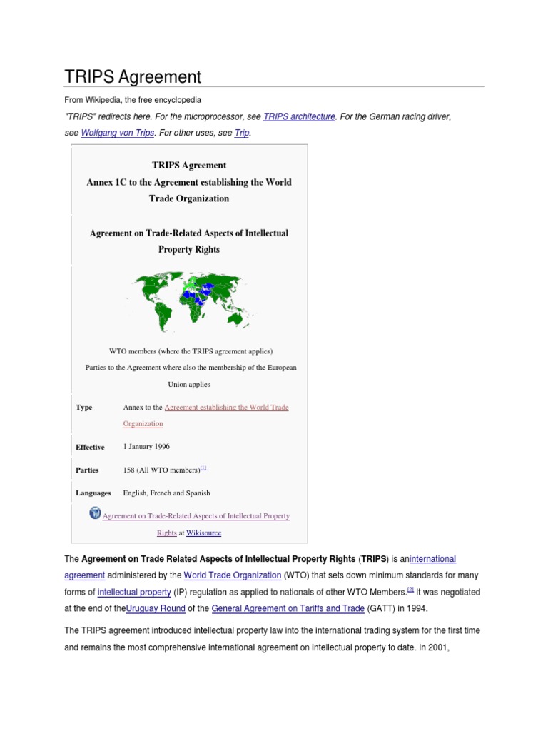 TRIPS Agreement | PDF | Trips Agreement | World Trade Organization