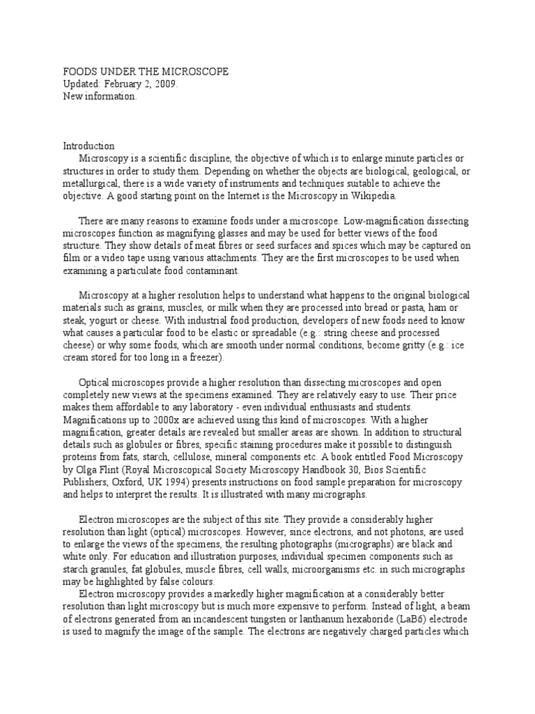 Foods Under The Microscope | PDF | Electron Microscope | Microscopy