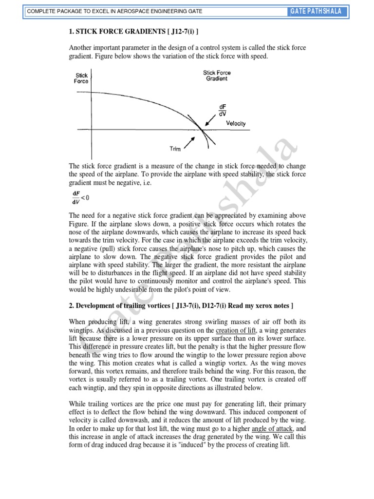 Airplane Stability and Control Notes GATE Aerospace Engineering | PDF ...