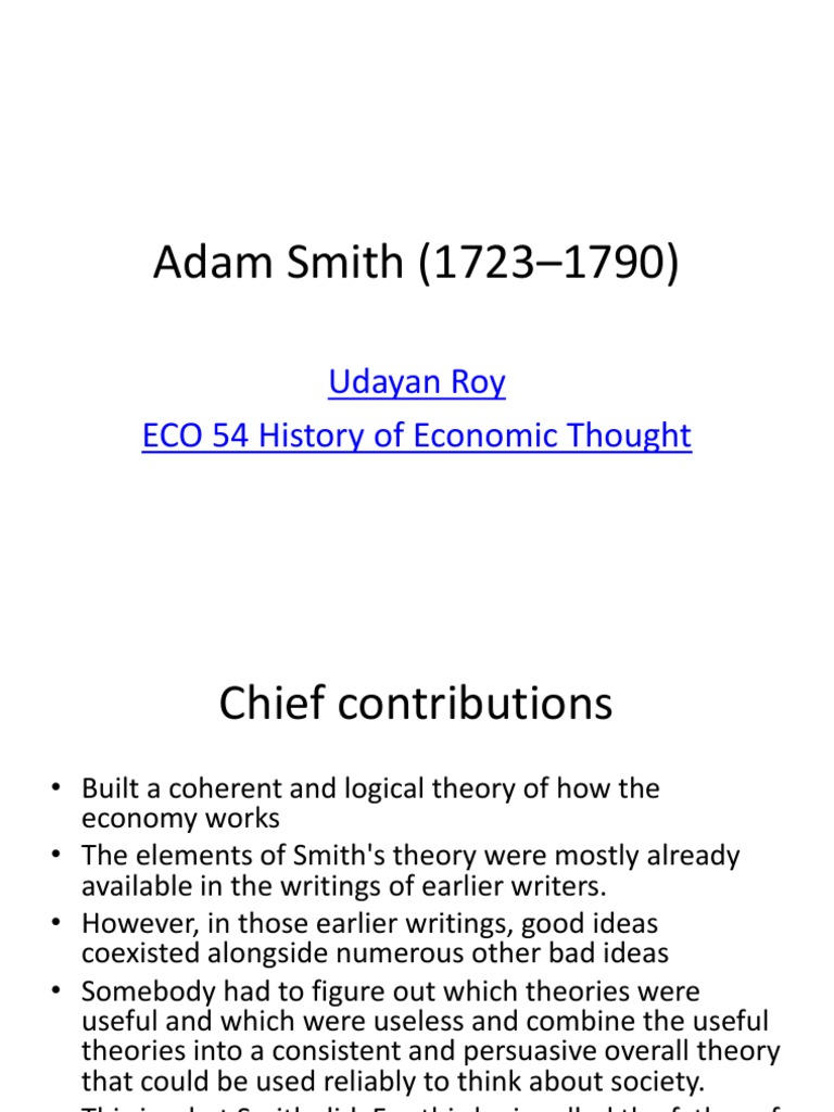 contribution Adam smith | Value (Economics) | Capitalism