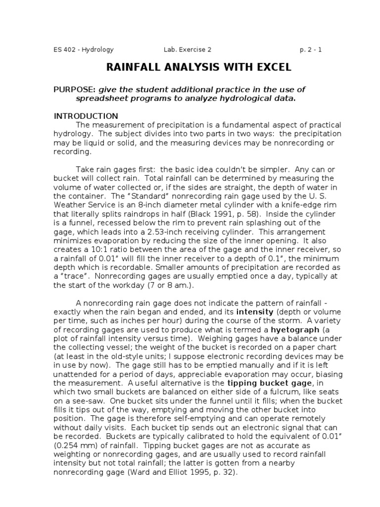 2 - Rainfall Analysis2 - Rainfall Analysis With Excel - Doc With Excel ...