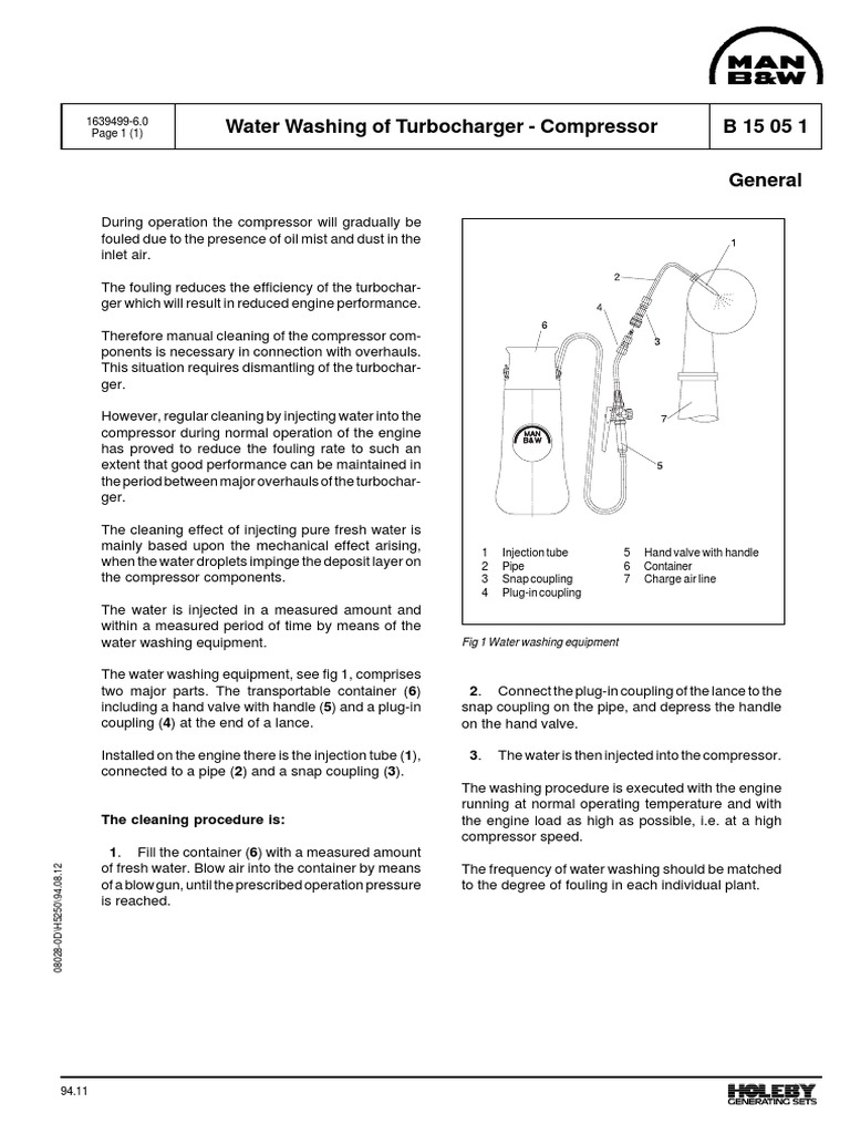 Water Washing of Turbocharger - Compressor B 15 05 1: 1639499-6.0 Page ...