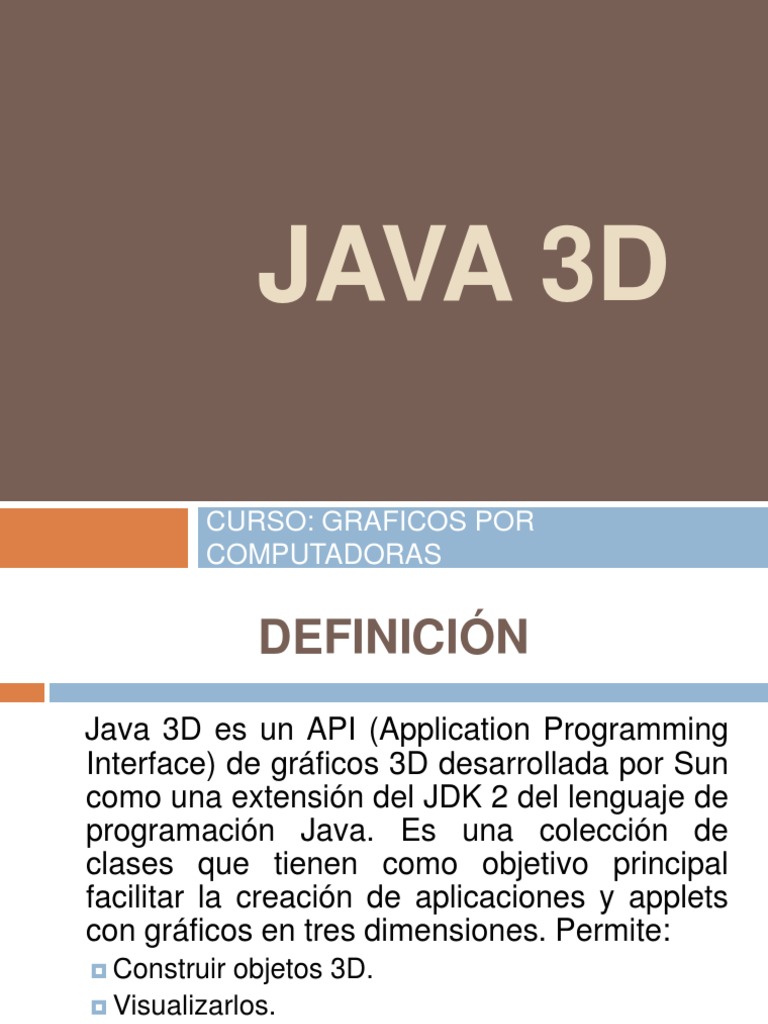 Java 3D | PDF | Java (lenguaje de programación) | Gráficos de computadora 3 D