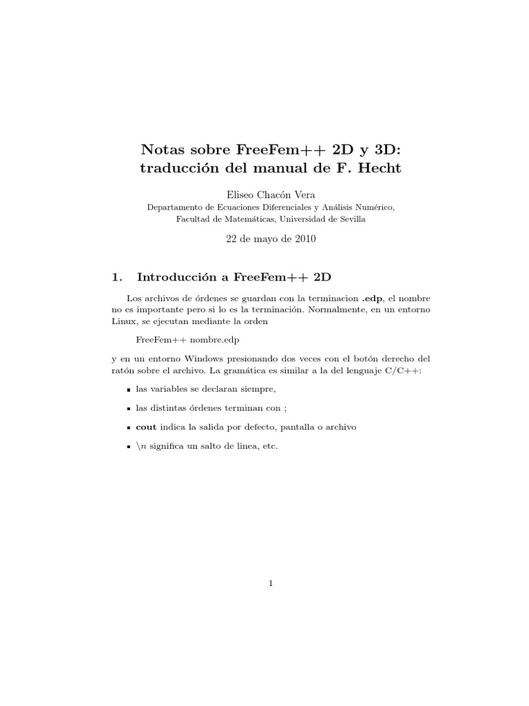 Freefem Spanish Tutorial Español Freefem | PDF | Ciencia y matemáticas | Informática