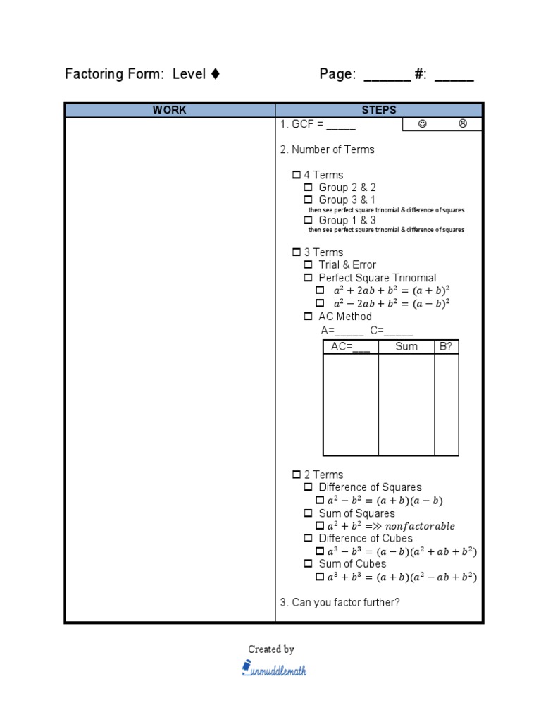 Factoring Form Level I | PDF | Factorization | Teaching Mathematics