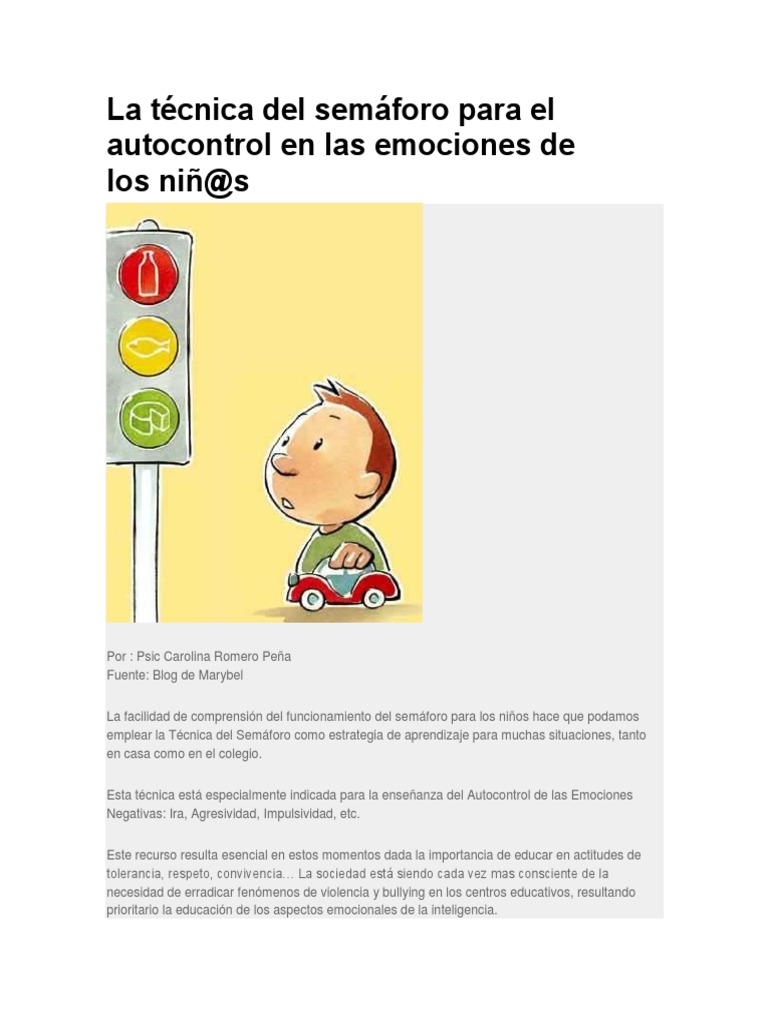 La Técnica Del Semáforo para El Autocontrol en Las Emociones de Los ...