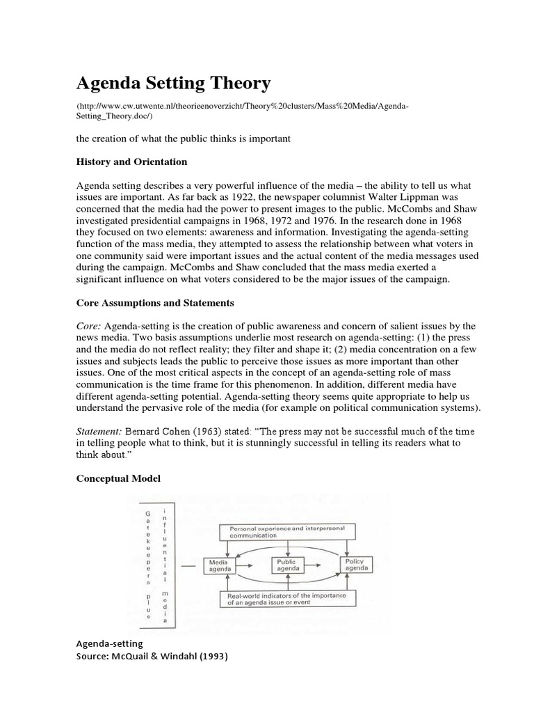 Agenda Setting Theory | PDF