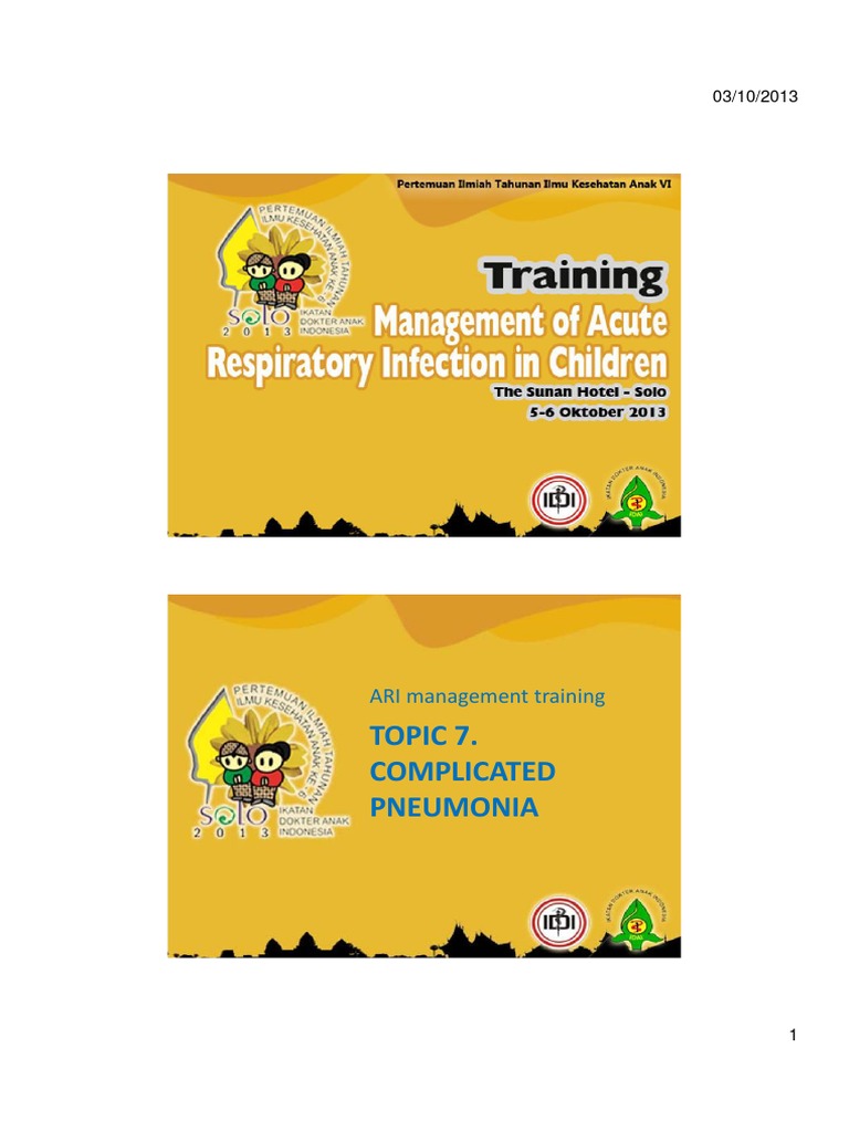 ARI management training complicated pneumonia | PDF | Pneumonia ...