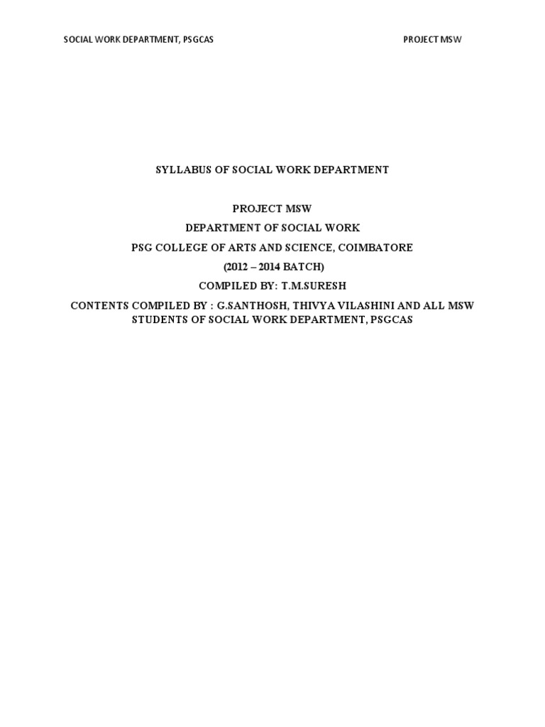 MSW Syllabus Overview | PDF | Social Work | Social Group