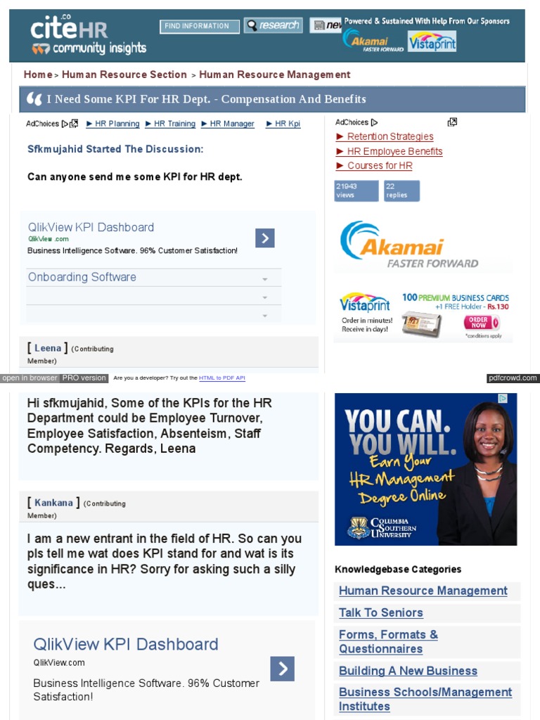 WWW Citehr Com 5544 I Need Some Kpi HR Dept Compensation HTM | PDF ...