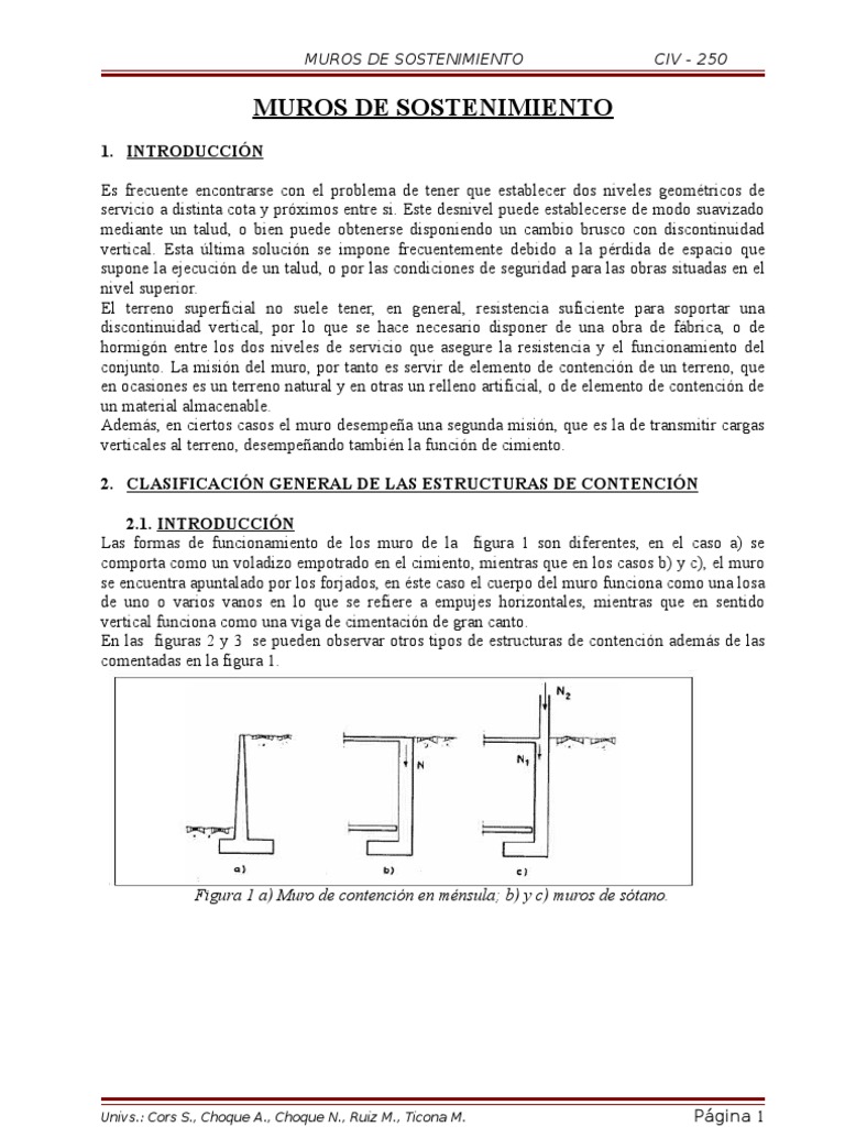 Muros de Sostenimiento | PDF | Fundación (Ingeniería) | Ingeniería mecánica