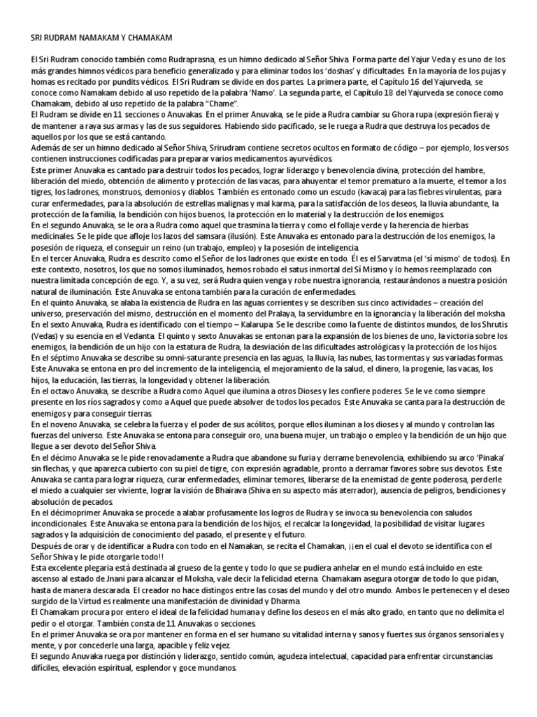 Sri Rudram Namakam y Chamakam | PDF | Shiva | Felicidad