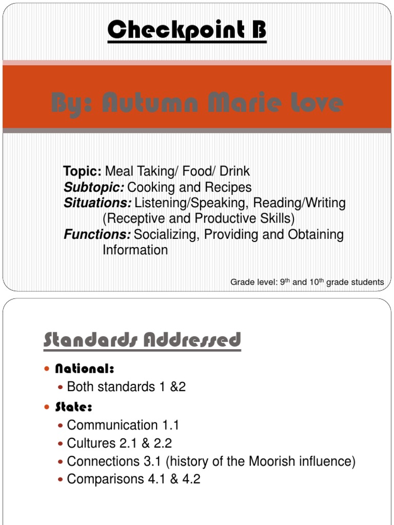 Spanish - Checkpoint B Lesson - Paella | PDF