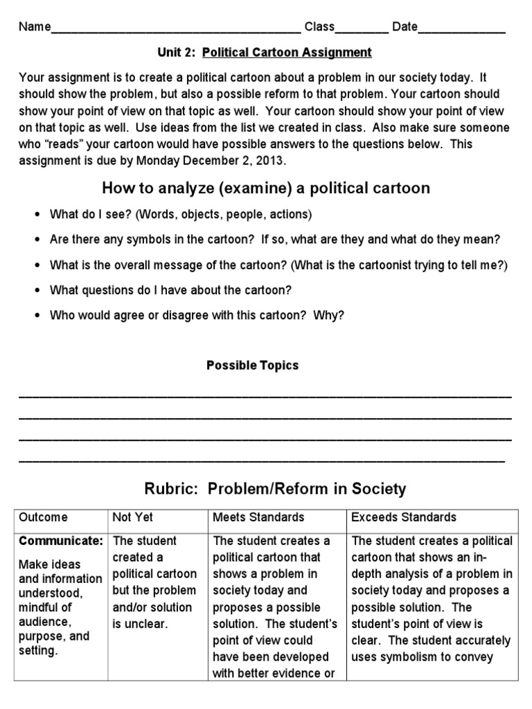 Political Cartoon Task Rubric | PDF