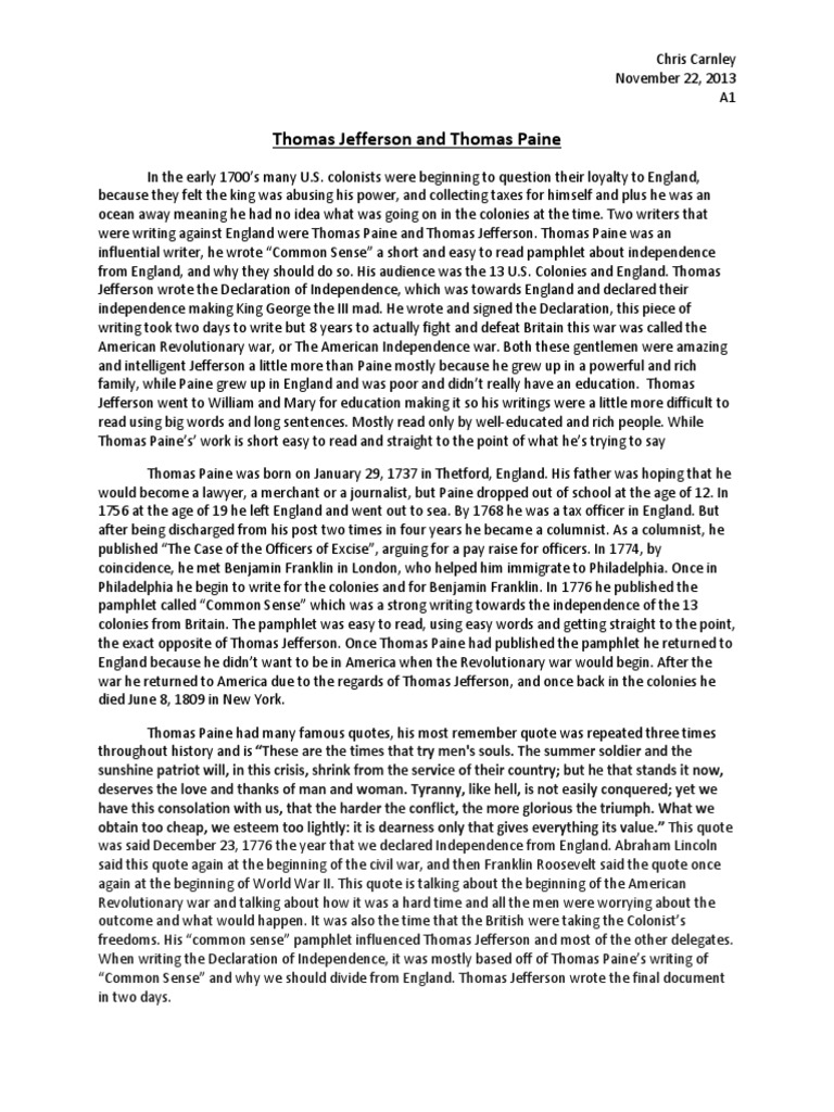 Thomas Jefferson and Thomas Paine | PDF | Thomas Paine | United States ...