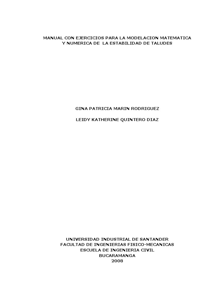 Ejercicios de Modelación de Taludes | PDF | Agua | Aluminio