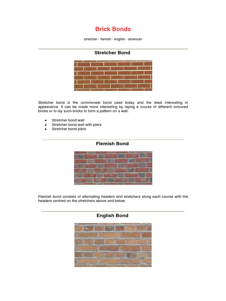 Overview of Brick Bond Types | PDF | Home & Garden | Technology ...