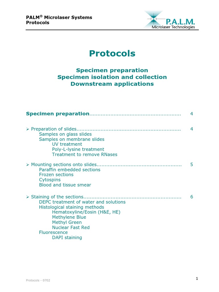 A1-Specimen Preparation Protocol | PDF | Staining | Reverse ...