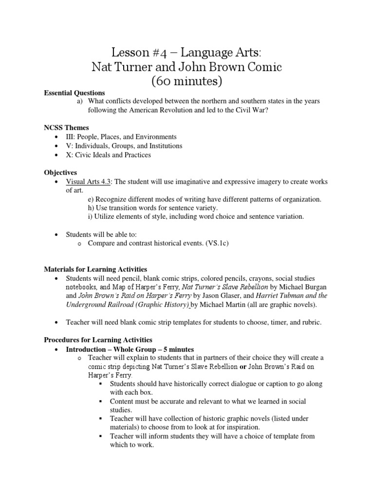 Lesson4 Languageartscomic | PDF | Educational Assessment | Lesson Plan