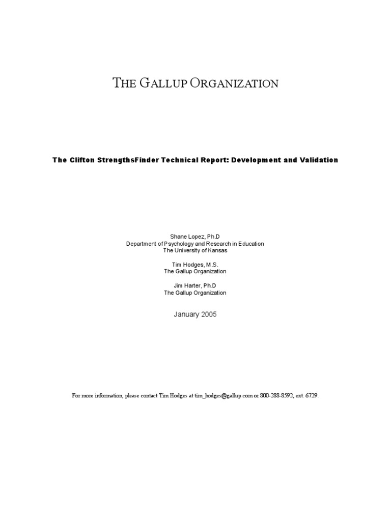 Clifton StrengthsFinder Technical Report | PDF | Business