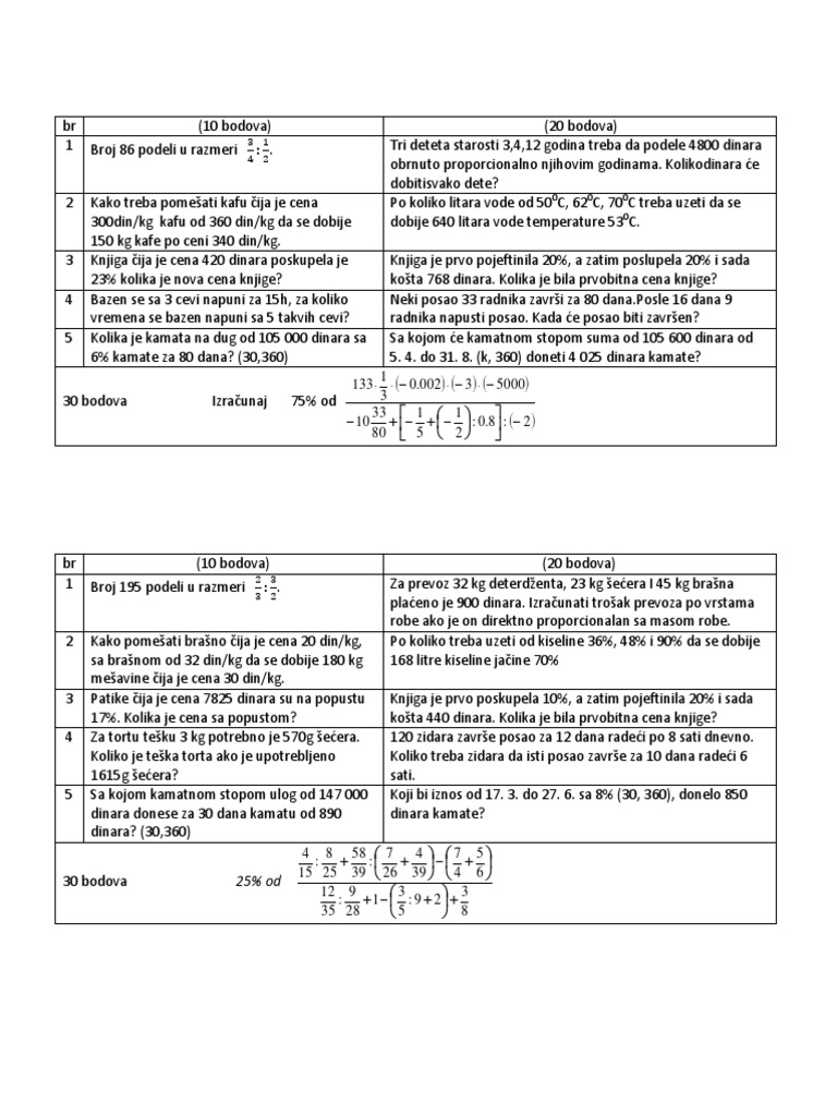 2 Kontrolni Racun Podele, Mesanja Procenti, Kamatni Racun | PDF