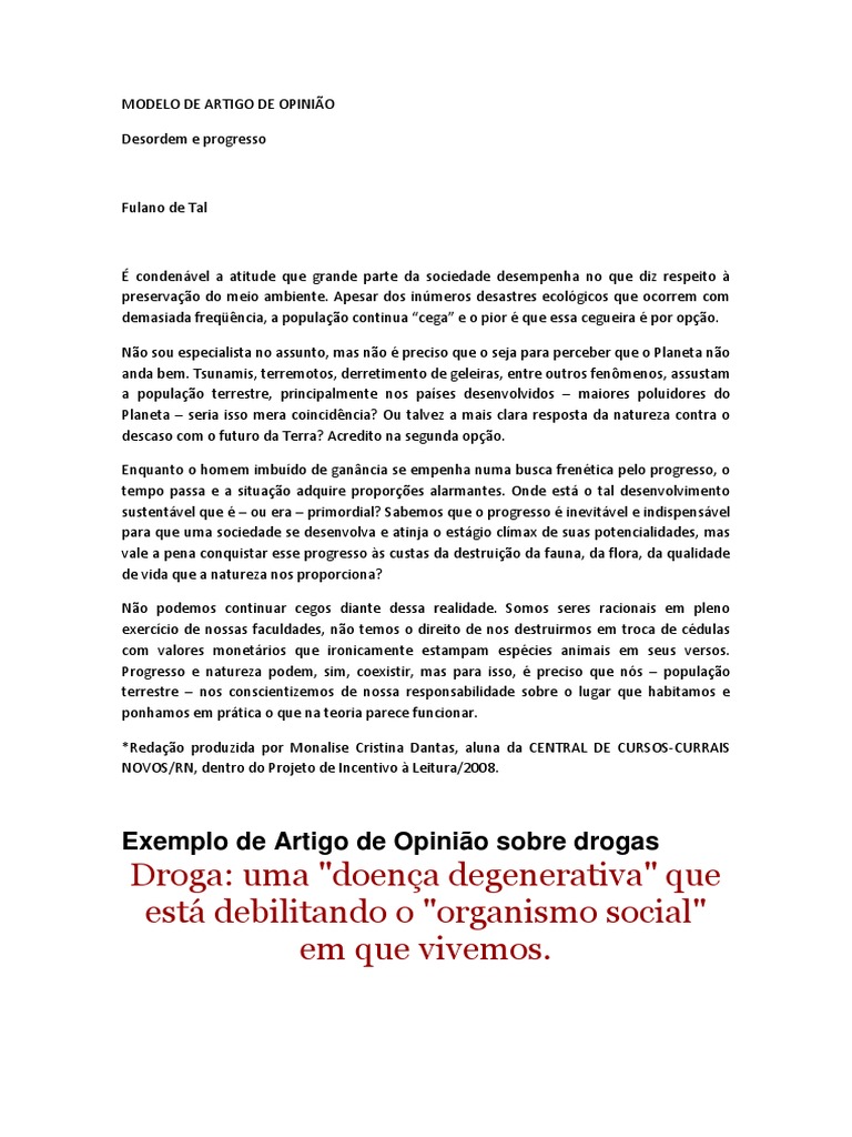 Modelo de Artigo de Opinião | PDF | Drogas | Padre