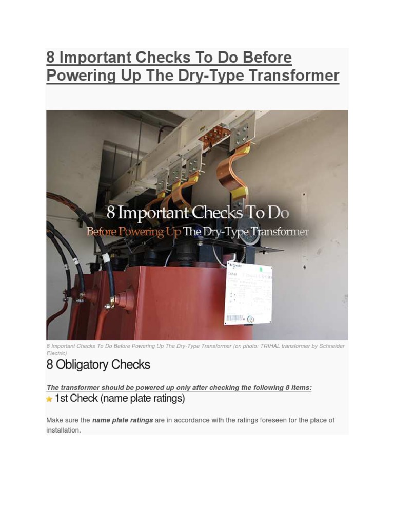 8 Essential Checks for Dry-Type Transformers | PDF | Transformer ...