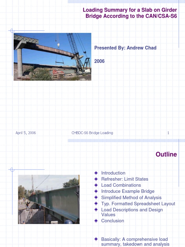 Loading Summary For A Slab On Girder Bridge According To The CAN/CSA-S6 | PDF | Structural Load ...
