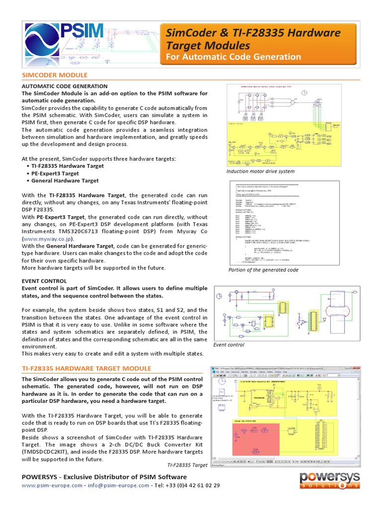 Simcoder & Ti-F28335 Hardware Target Modules: For Automatic Code Generation | PDF | Digital ...