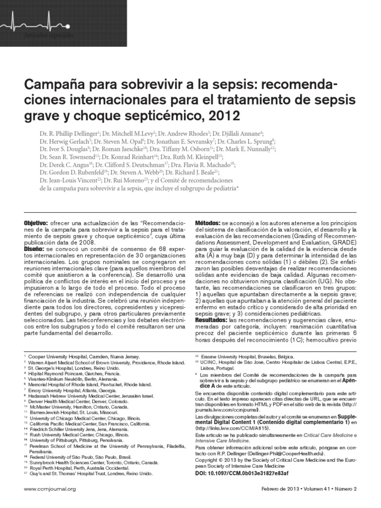 SEPSIS Guidelines Spanish | PDF