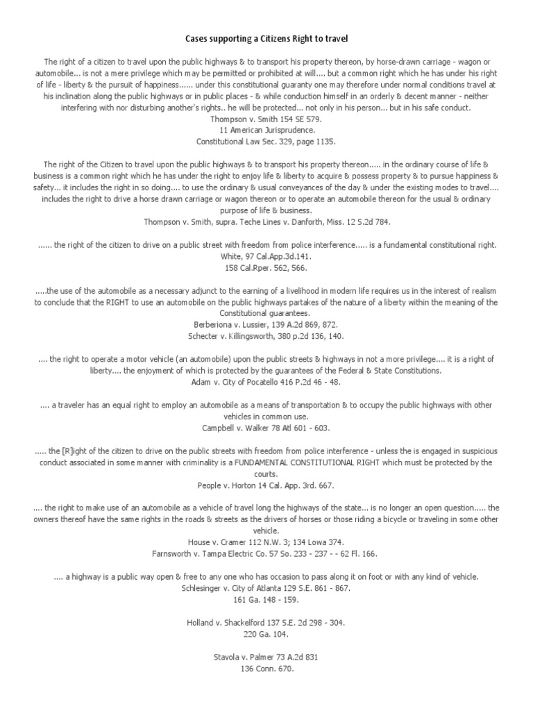Citizens' Right to Travel Explained | PDF | Natural And Legal Rights ...