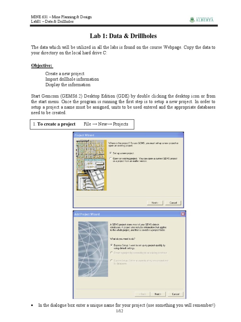 Lab 1: Data & Drillholes: Objective | PDF | Comma Separated Values | Data Type
