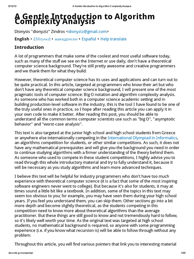 A Gentle Introduction To Algorithm Complexity Analysis Pdf Logarithm Array Data Structure