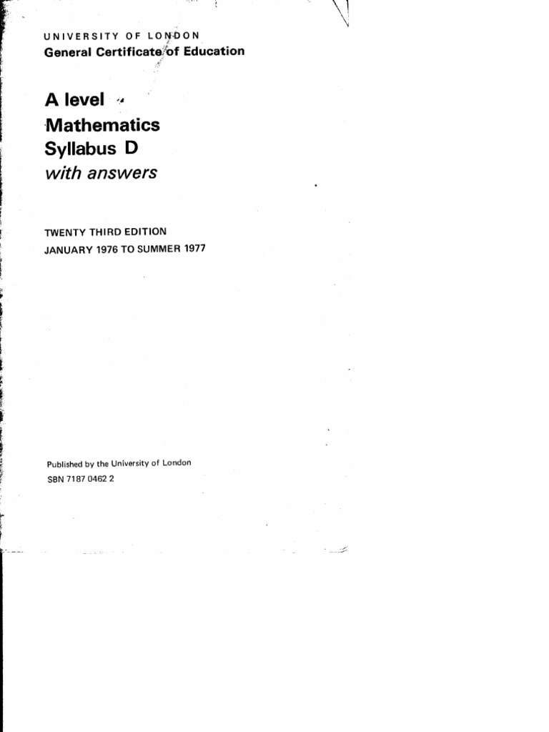 A' Level Mathematics Jan76 - June77 With Answers | PDF