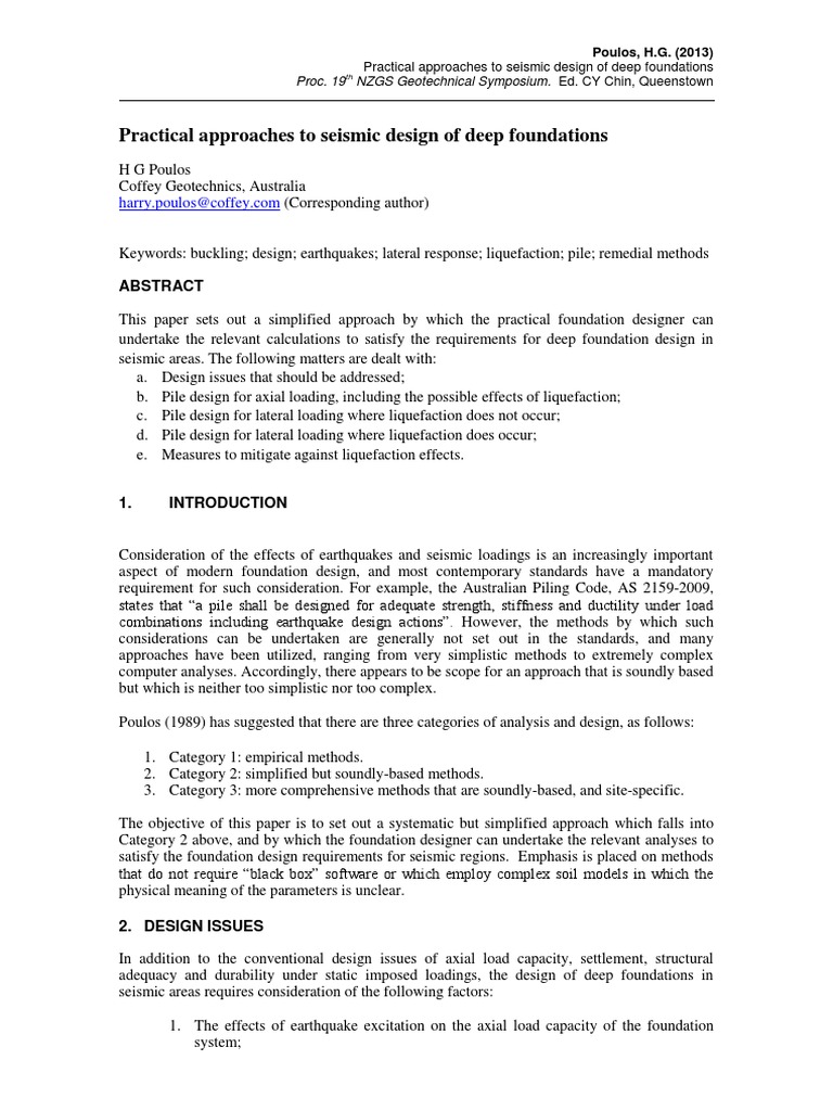 Practical Approaches To Seismic Design of Deep Foundations | PDF | Buckling | Earthquakes