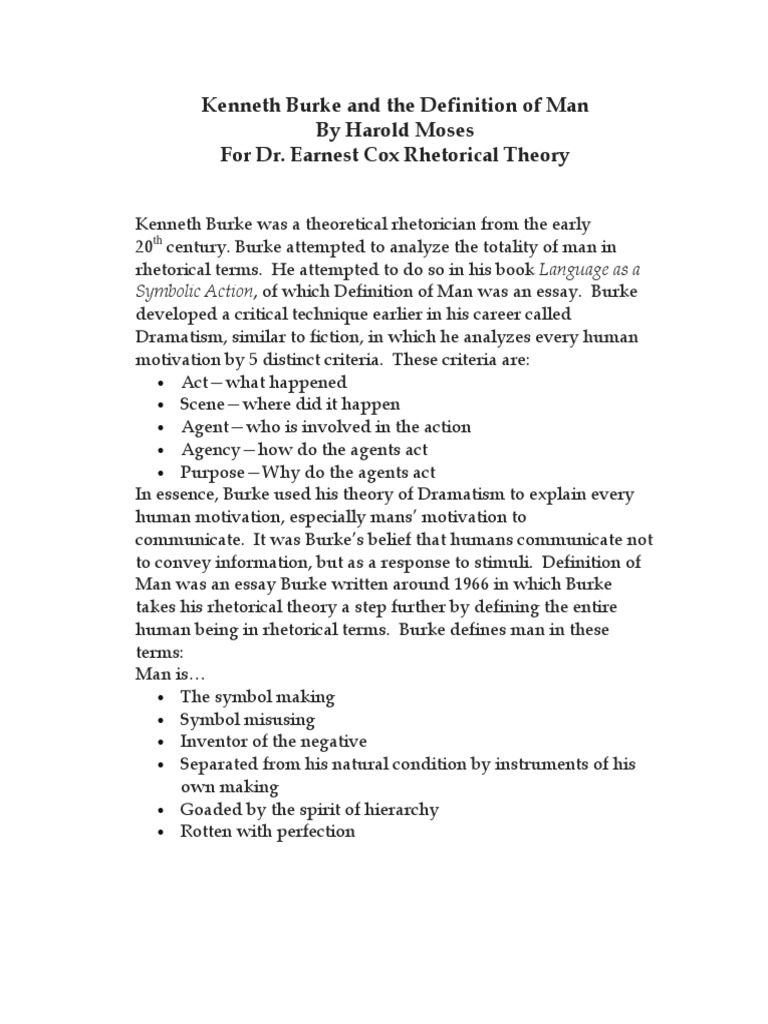 Kenneth Burke's Definition of Man | PDF | Metaphysics | Philosophical ...