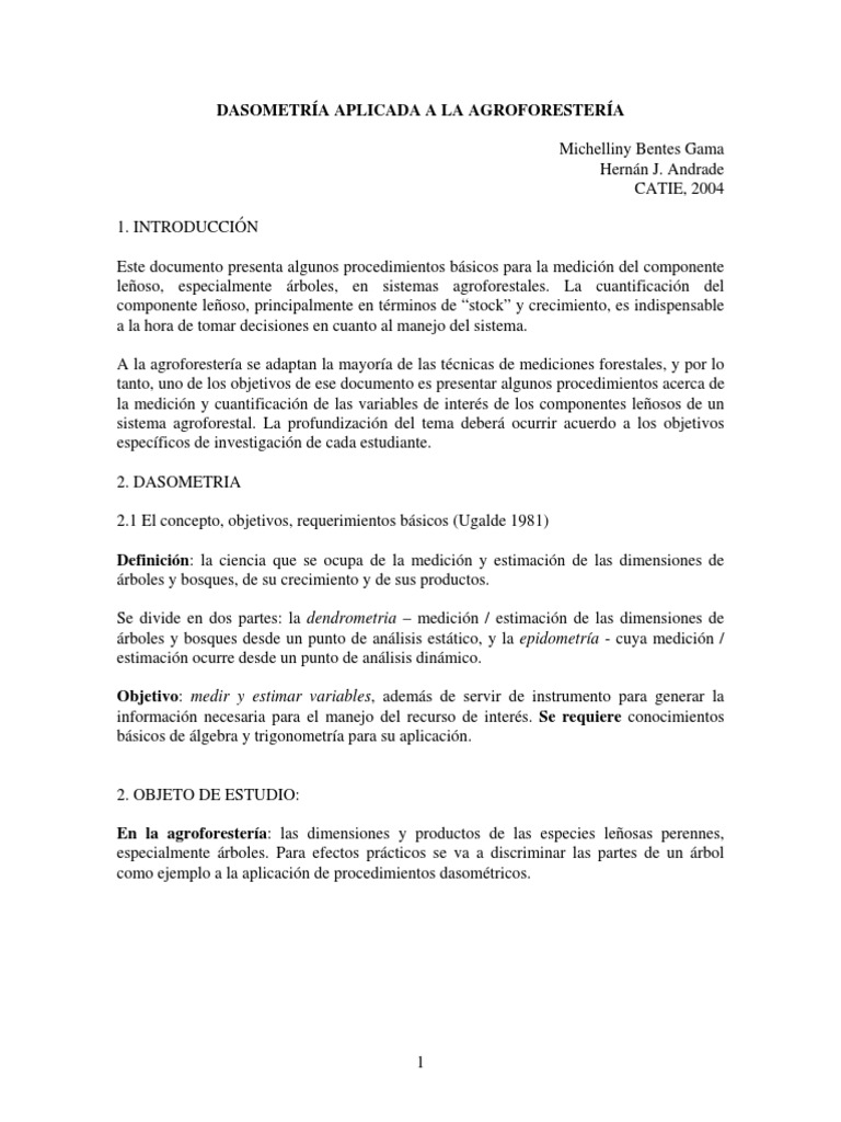 Clase Dasometria | PDF | Arboles | Tallo de la planta