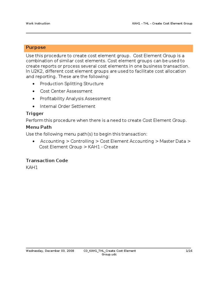 Create Cost Element Group Guide | PDF | Business | Accounting