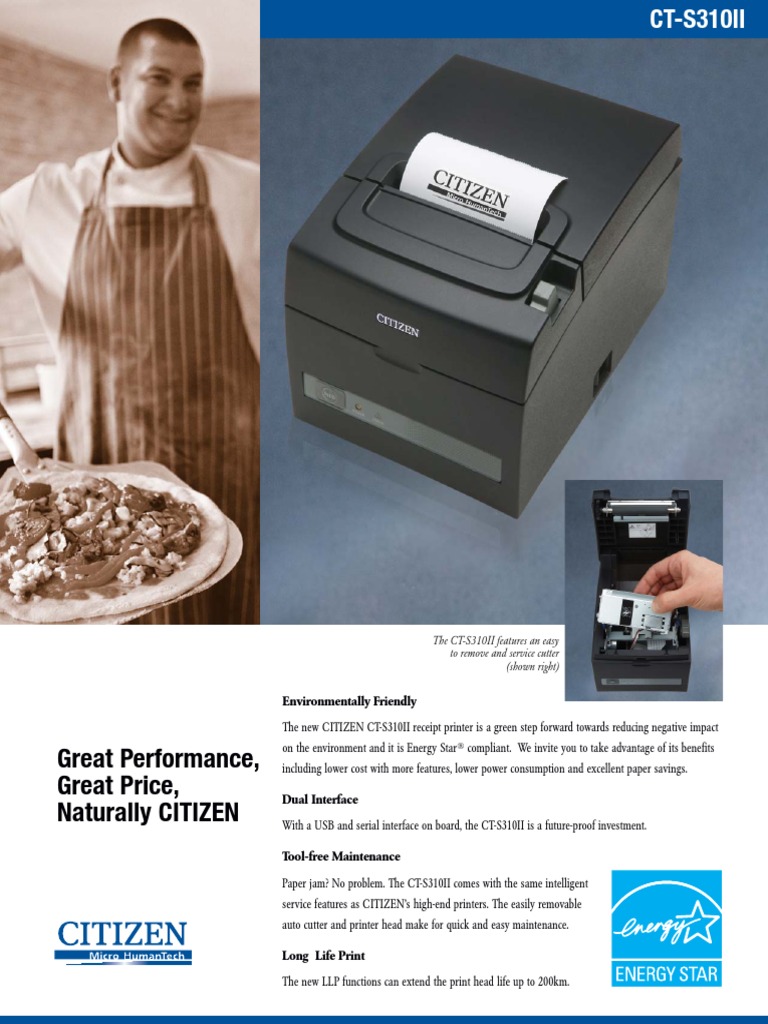 CT S310II Data Sheet | PDF | Printer (Computing) | Barcode