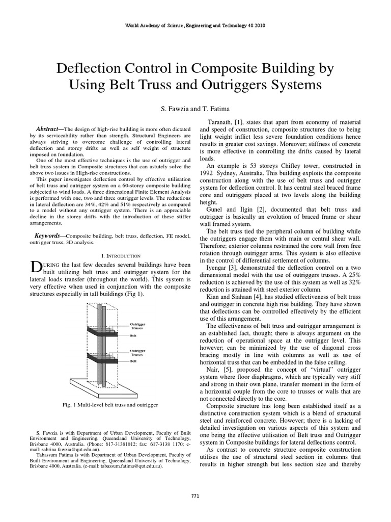 Belt Truss and Outriggers Systems | PDF | Column | Truss