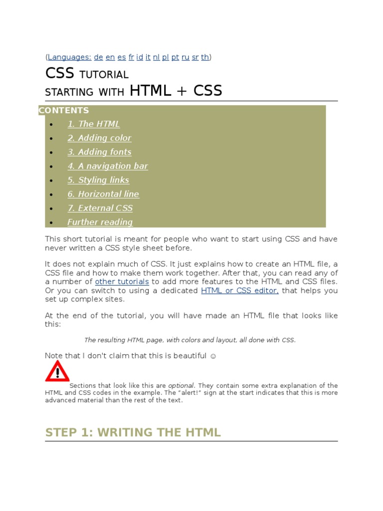 CSS HTML + CSS: Tutorial Starting With | Download Free PDF | Cascading Style Sheets | Html Element